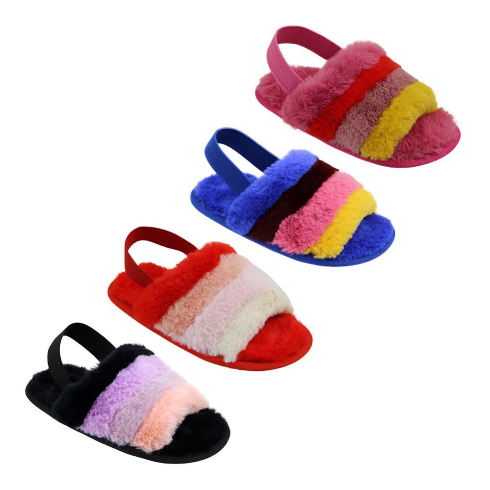 48 Pairs Girl's Color Block Slingback Slippers Assorted - Girls ...