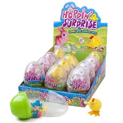 48 Wholesale Easter Candy Hopin Surprise Windup Toy In Egg Container 12pc Pdq - WSD