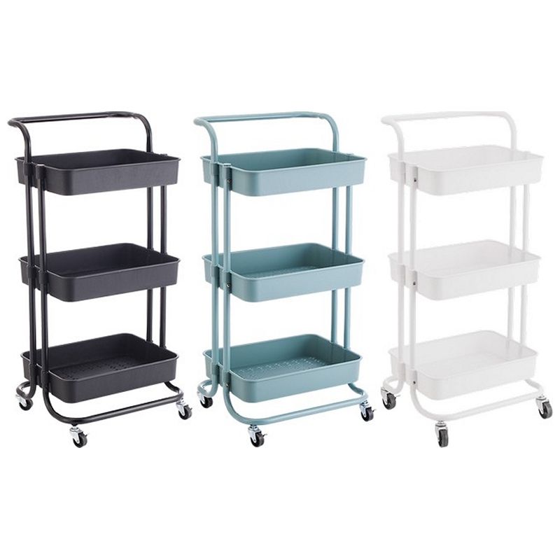 3 Pieces 3 Tier Storage Rolling Cart W/basket - Storage & Organization ...