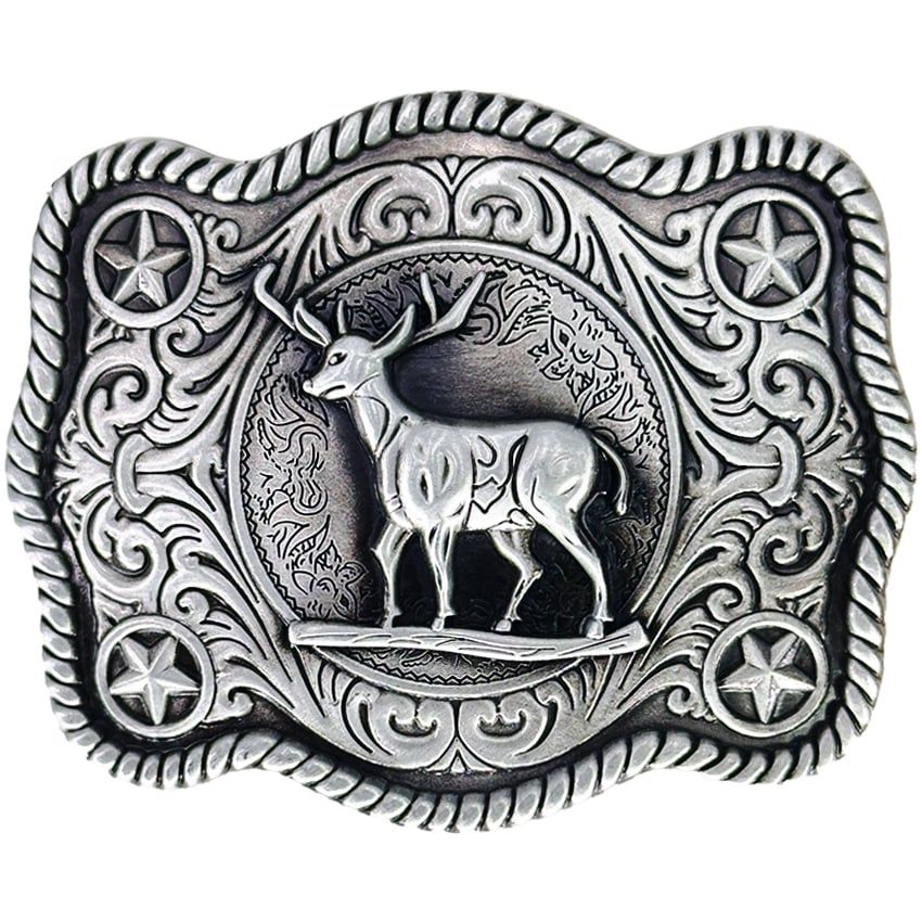 36 pieces Western Deer Belt Buckles Silver Design - Belt Buckles - at ...