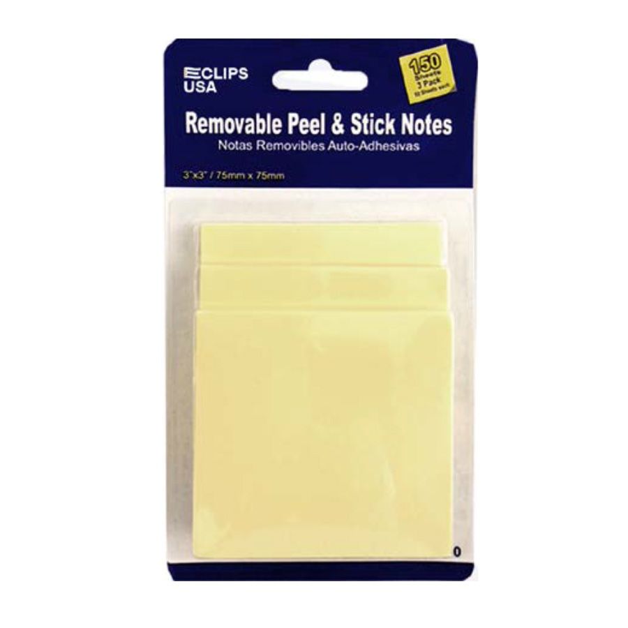 48 pieces Eclips Sticky Notes 3 Pk Yellow Color Blistered Card - Sticky ...