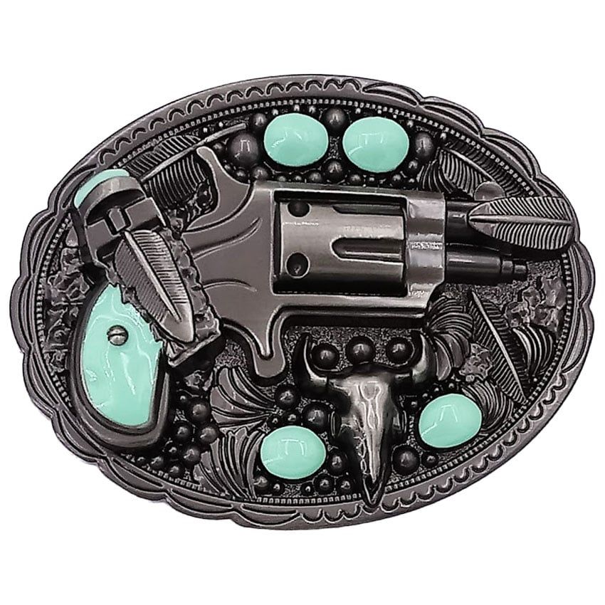 Western Revolver Gun Belt Buckle - SB