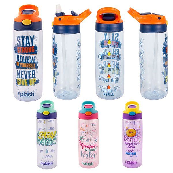 24 pieces Splash Plastic Bottle 22oz Flip Straw - Drinking Water Bottle ...