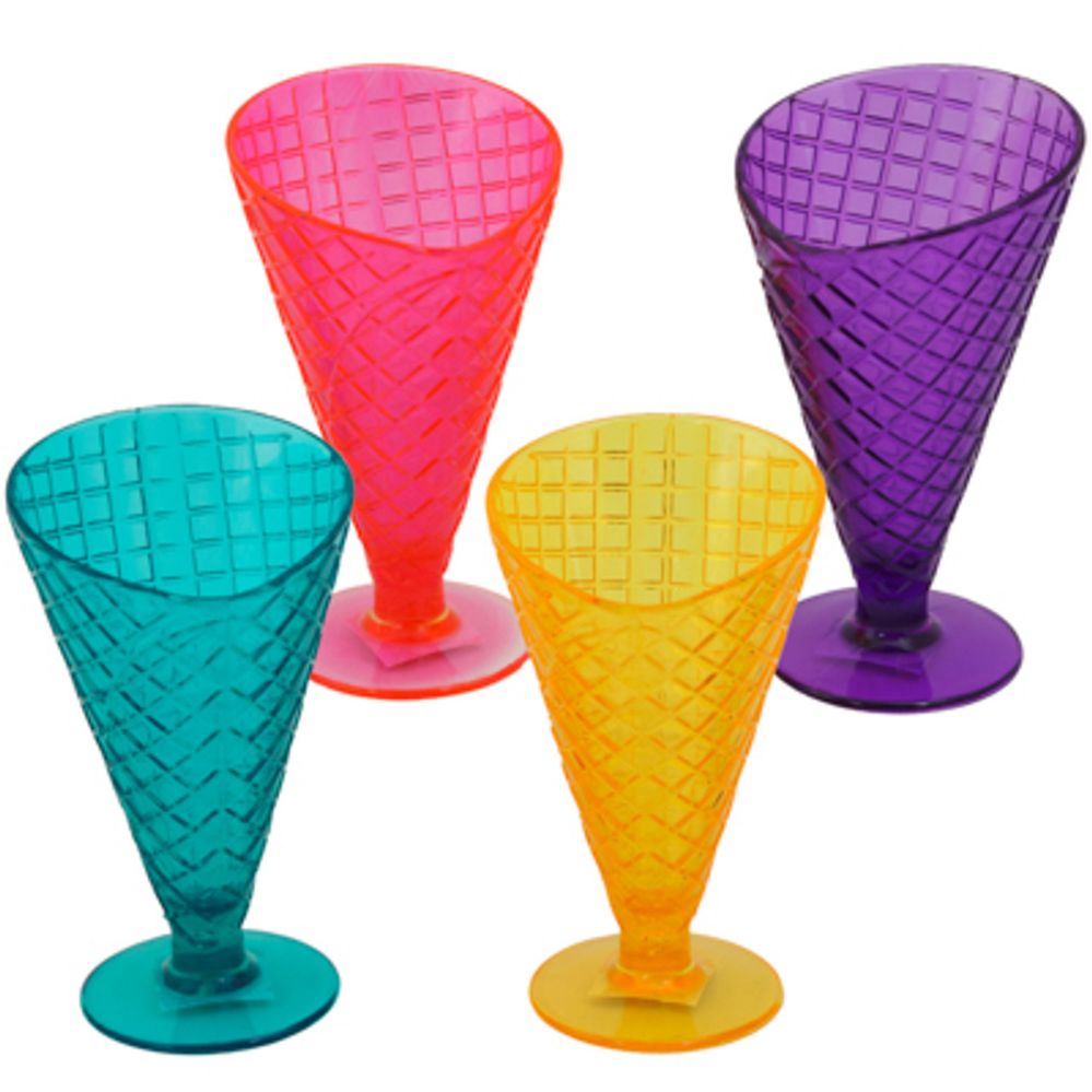 24 Wholesale Ice Cream Waffle Cone Shaped Cup 8.45oz 3.74d X 6.5h 4 Ast ...