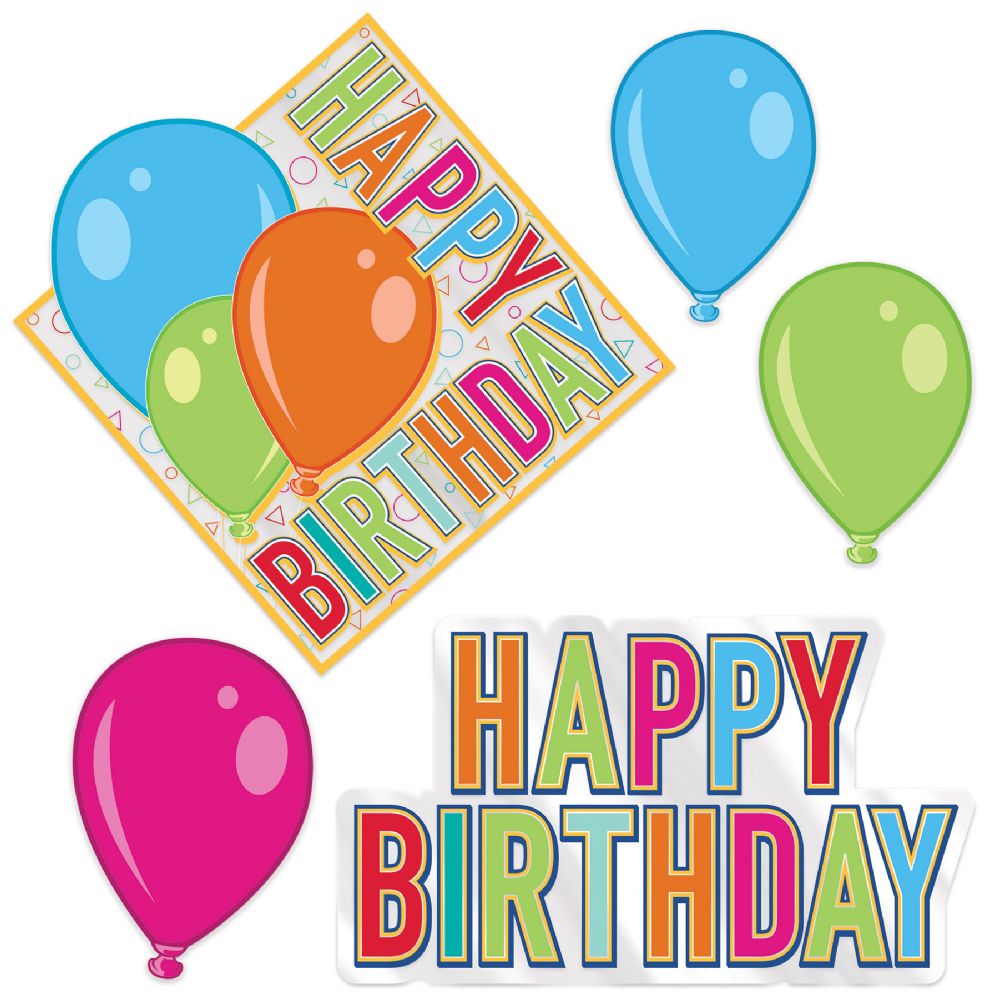 12 pieces Plastic Happy Birthday Cutouts - Hanging Decorations & Cut ...