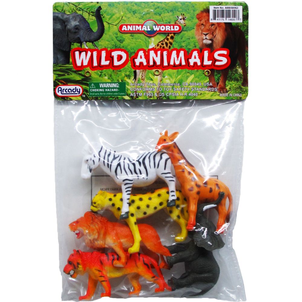 36 pieces 6pc 0" Plastic Wild Animals In Pvc Bag W/header - Animal ...