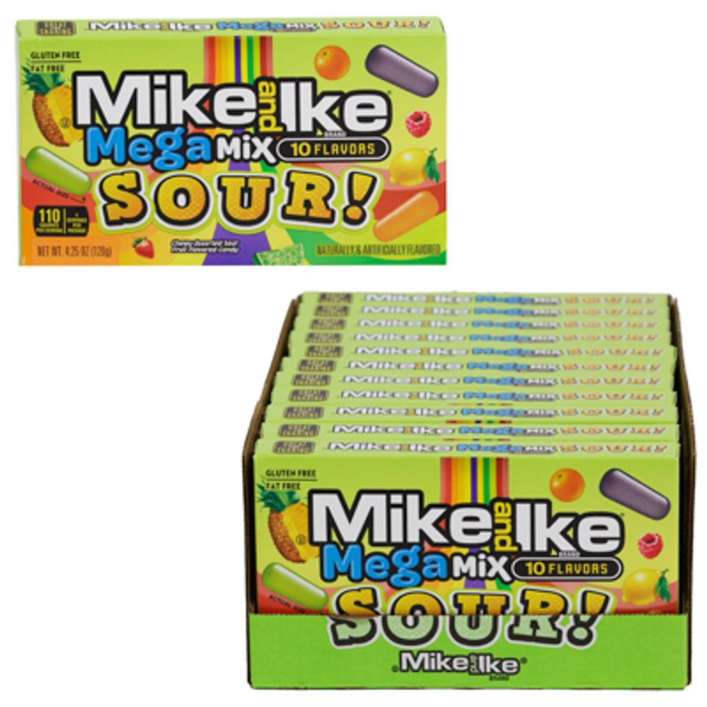 12 pieces Mike And Ike Mega Mix Sour 4.25 Oz Theater Oz In Pdq - Food ...