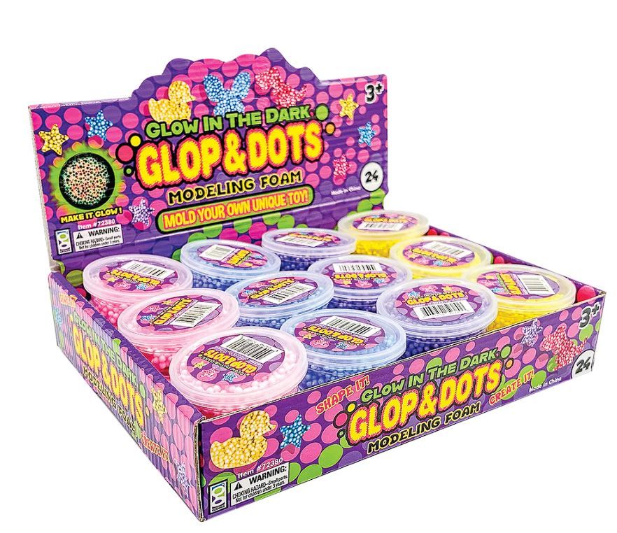 24 Pieces Glow In The Dark Glops & Dots Modeling Foam - Glow in the ...
