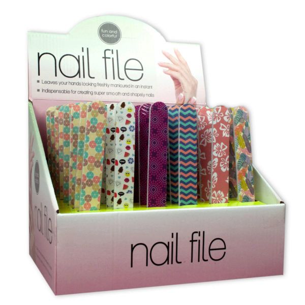 48 pieces Stylish & Fun Nail Files Countertop Display - Manicure and ...