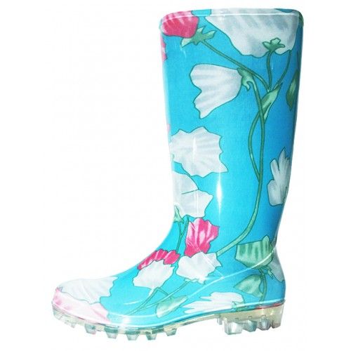 24 Pairs 13.5 Inches Soft Rubber Rain Boots 6-11 Turquoise Floral ...