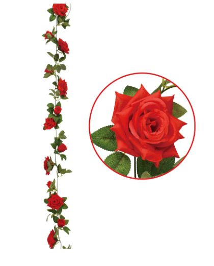36 Wholesale 2.4m Artificial Red Roses Garland - WSD