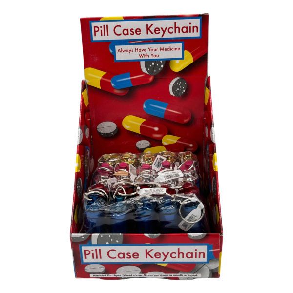 Pill Fob Case Keychain In Assorted Colors In Pdq Display - SB