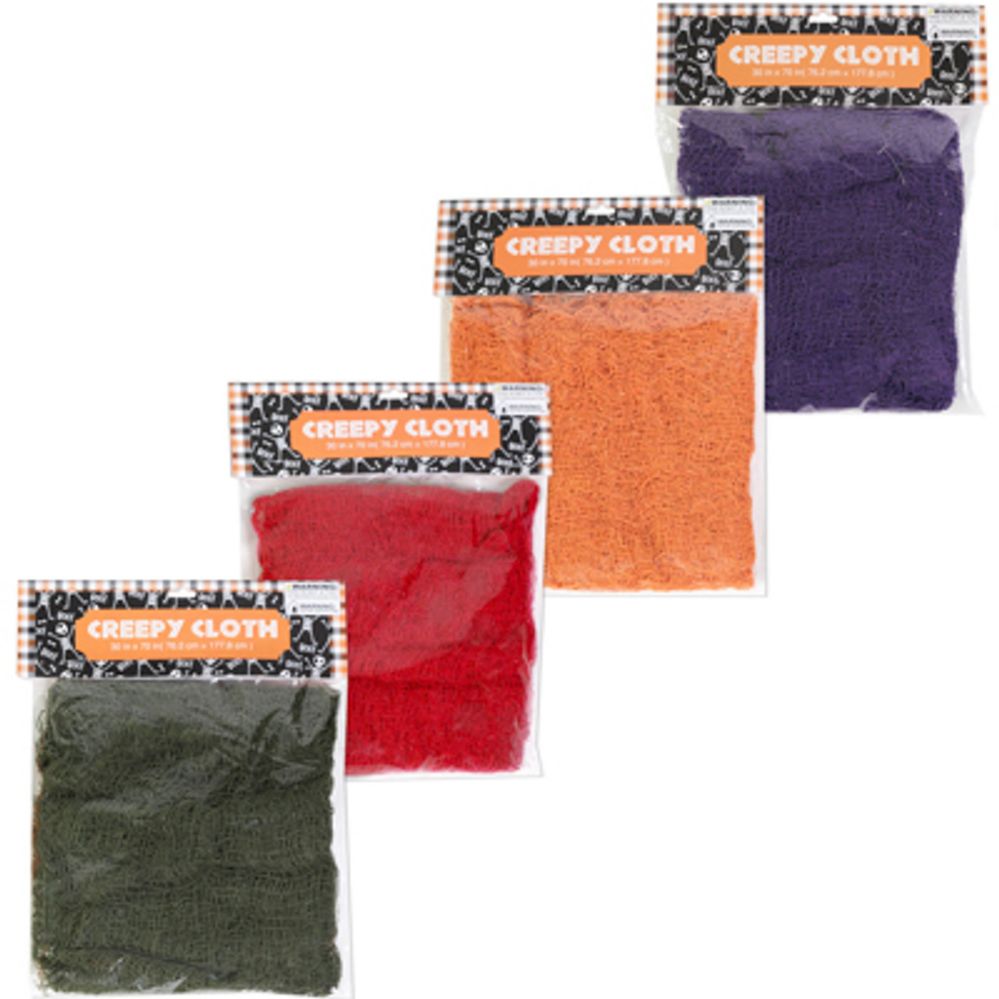 24 pieces Creepy Cloth Color Gauze 30 X 72 4 Ast Colors Hlwn/pbh W/drop ...