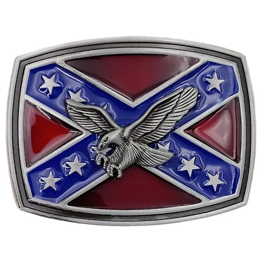 12 Wholesale Big Confederation Flag Eagle Belt Buckle - WSD