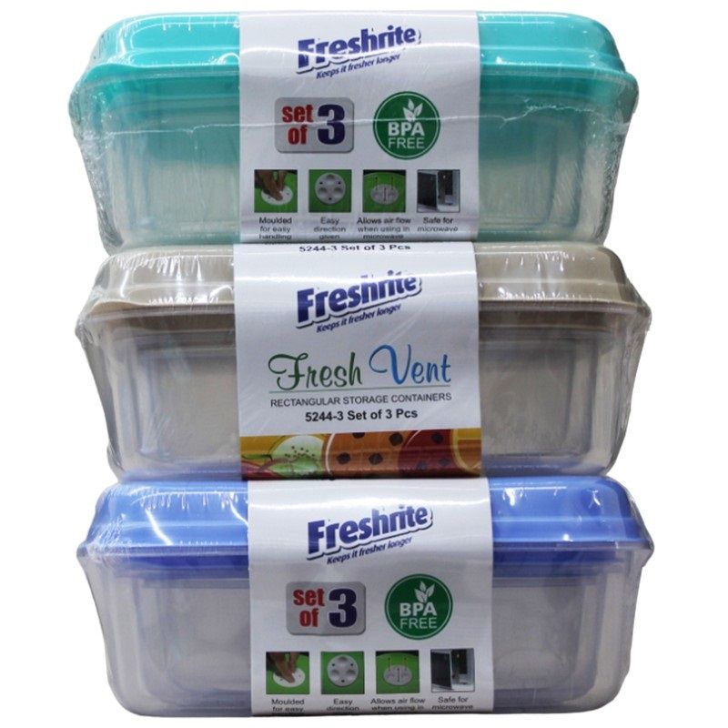24 Pieces Set Of 3 Fresh Vent Container Rect - Food Storage Containers ...