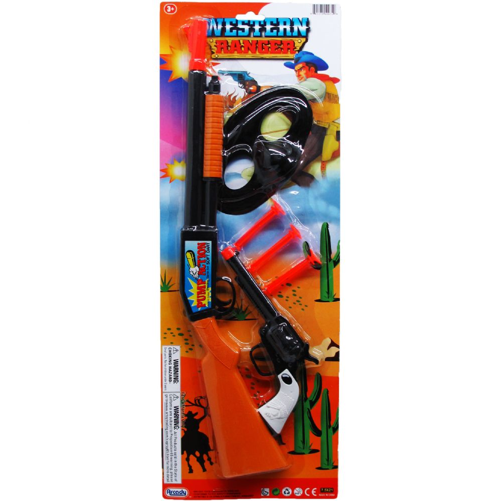 36 pieces 19" Wild West Toy Rifle W/mask & 8"hand Gun In Blister Card ...