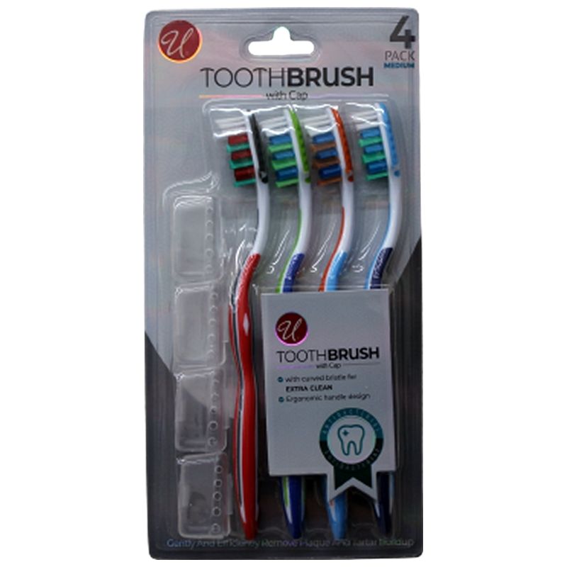 48 pieces 4 Pack Tooth Brush With Cap Medium - Toothbrushes and ...