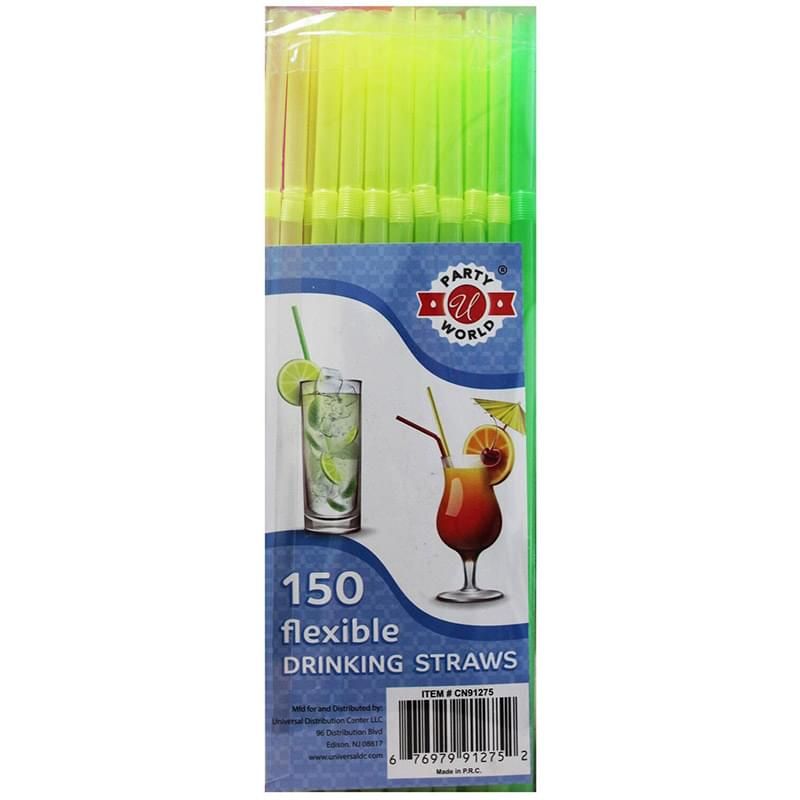 48 Wholesale 150ct Neon Straws In Pvc Box - WSD