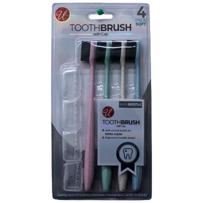 48 pieces 4pk Black Bristle Toothbrush With Cap - Toothbrushes and ...