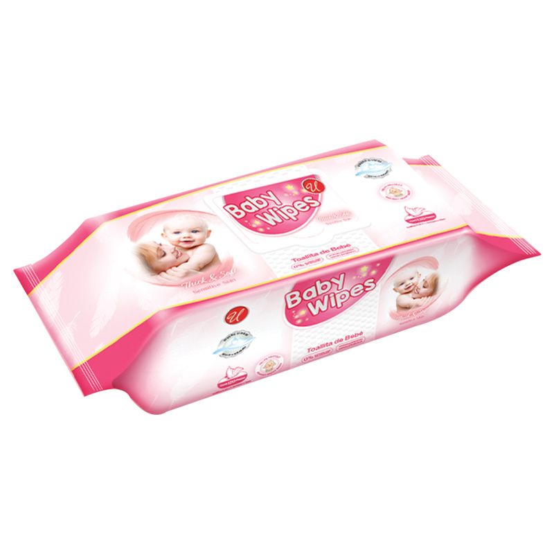 12 Wholesale 0ct "u" Baby Wipes Fliptop (pink) - WSD