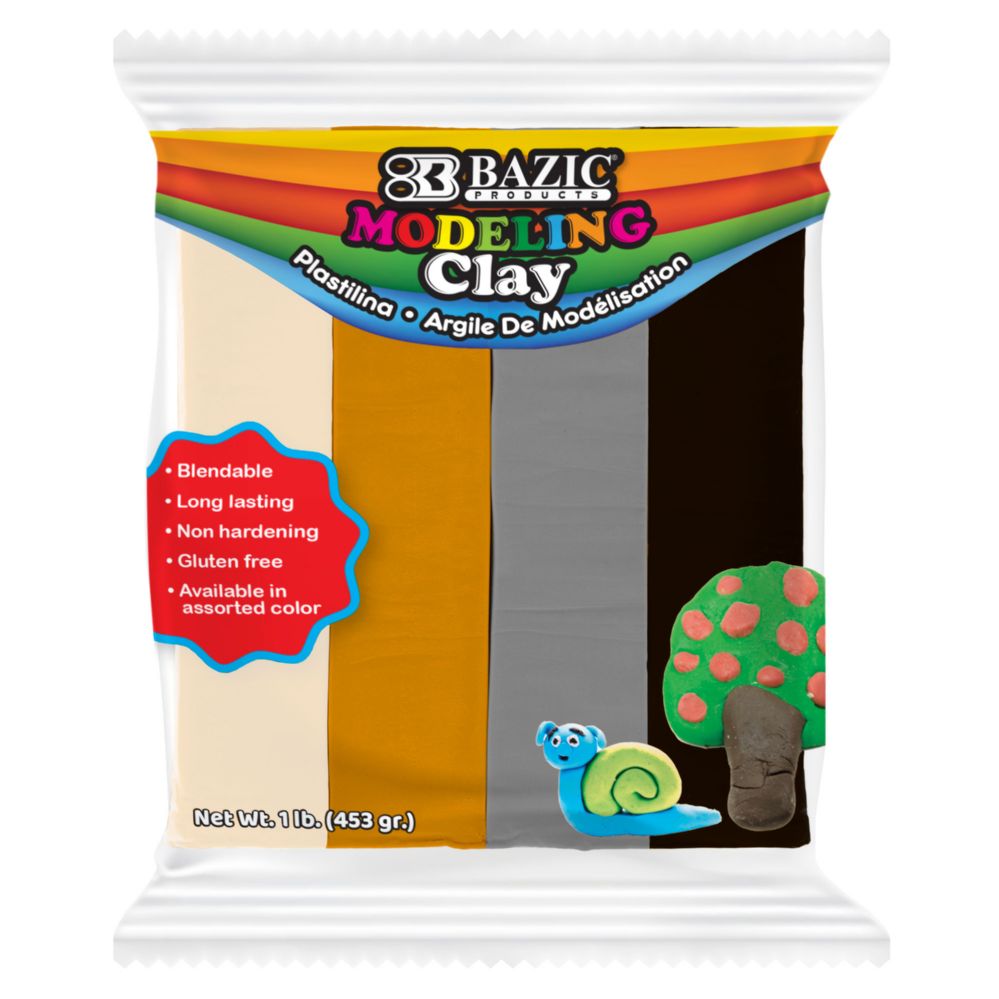 24 pieces 1 Lb 4 Natural/ Earth Color Modeling Clay - Clay & Play Dough ...