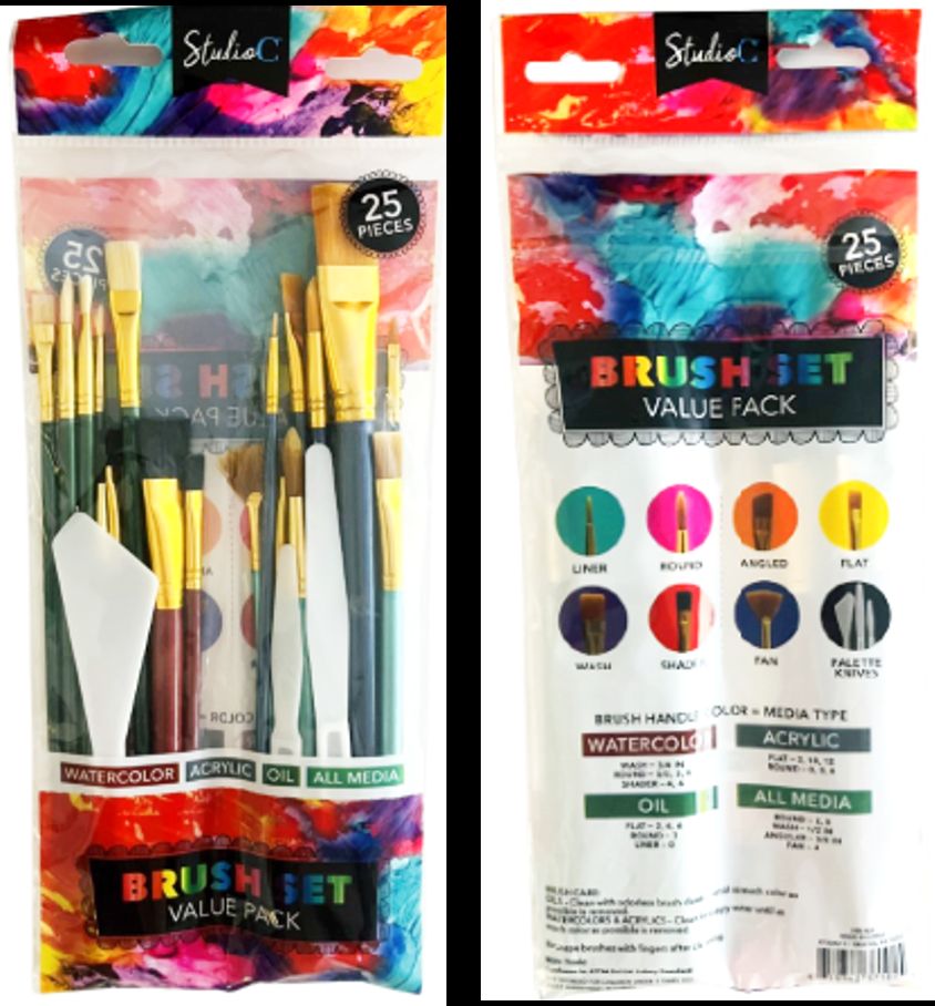 48 Sets Brush Set Value Pack 25 Pieces - Paint, Brushes & Finger Paint ...