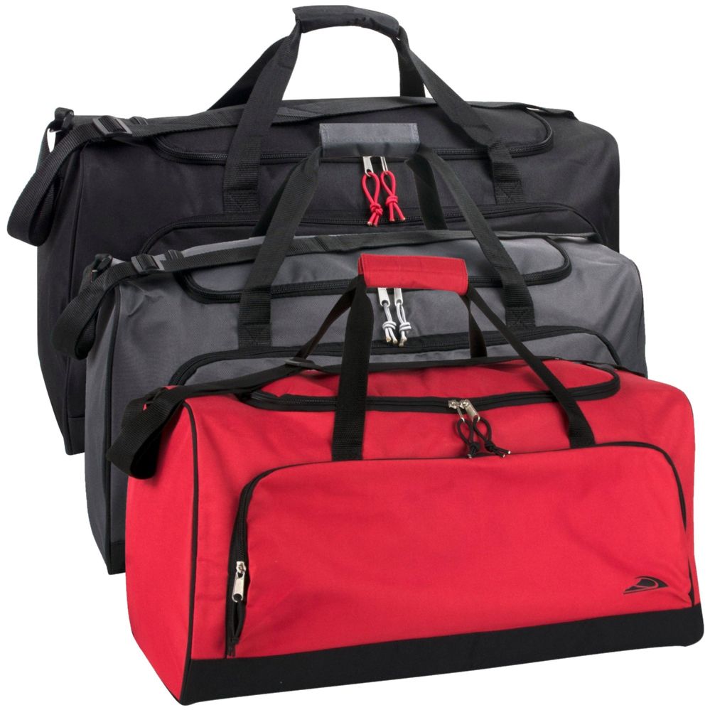 24 pieces 24 Inch WidE-Pocket Duffle Bags 3 Color Assortment - Duffel ...