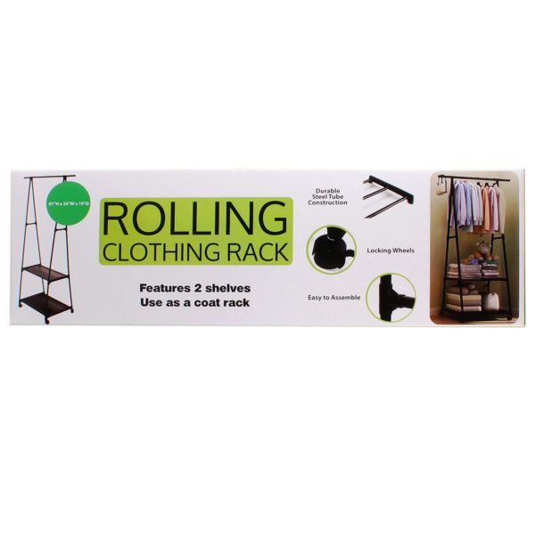 2 pieces 60" Tall Rolling Clothing Rack With 2 Bottom Organizing ...