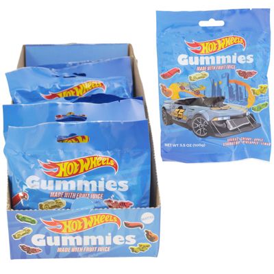 Hot Wheels Gummies 3.5oz Peg Bag In Counter Display - SB