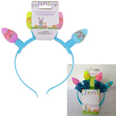 24 pieces Egg Light Up Headband W/ Prntd Egg/tinsel Trim 3 Function Led ...