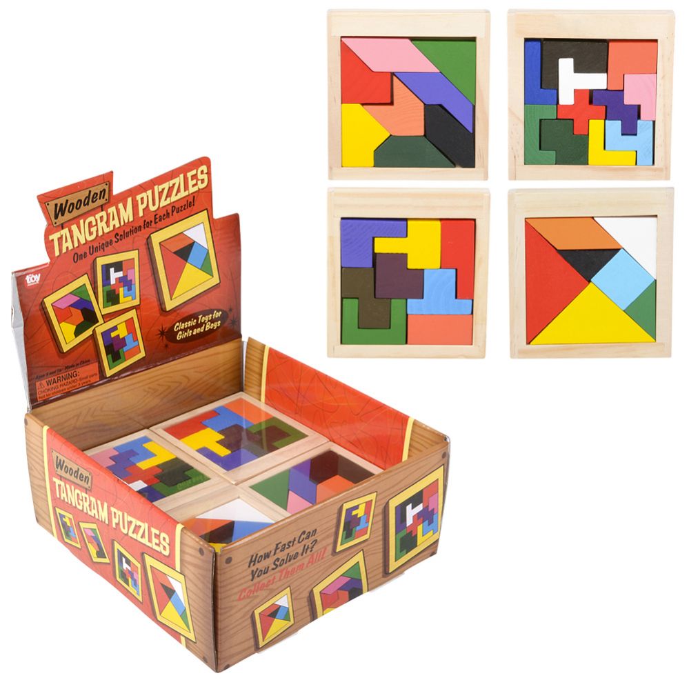 144 pieces 4" Wooden Tangram Puzzles 24pcs Displays - Puzzles - at ...