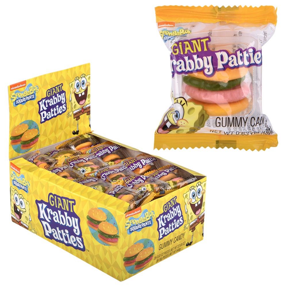 216 Wholesale Spongebob Giant Krabby Patties Gummy Candy - WSD