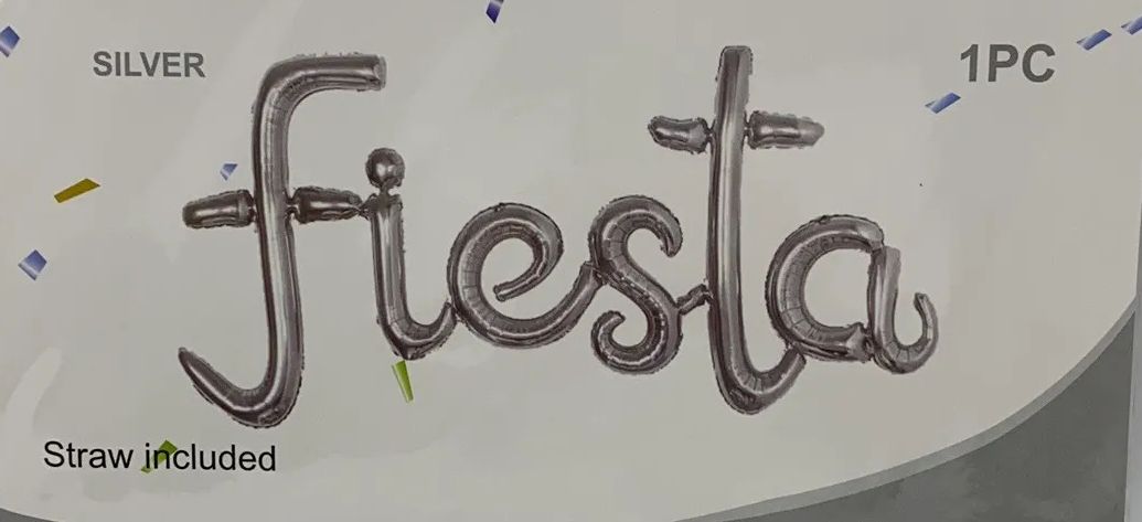 Bulk Silver Fiesta Cursive Balloon Banner - Wholesale Sock Deals