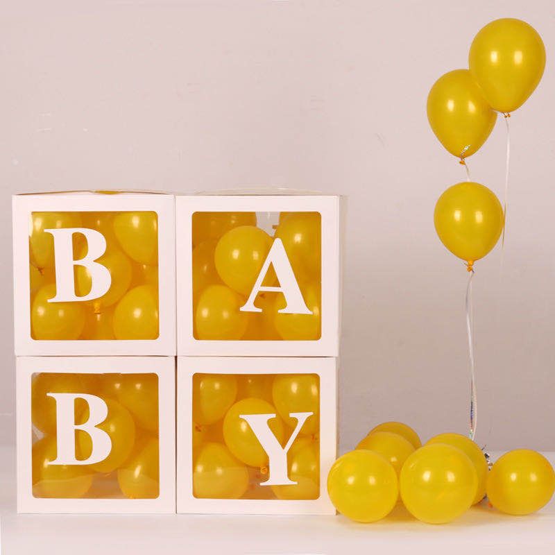 25 Packs White With "baby" 4-Pack Hdb Balloon Blocks - Balloons ...