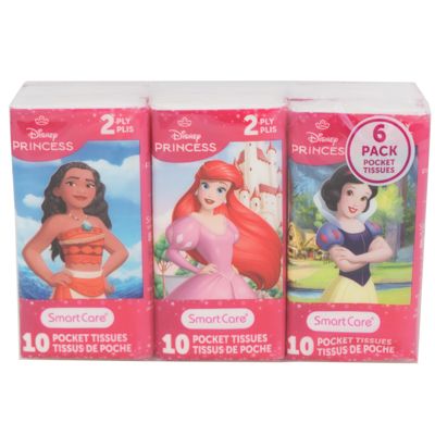 24 pieces Pocket Tissue 6pk Disney Princess 2ply - 10ct White - Tissues ...