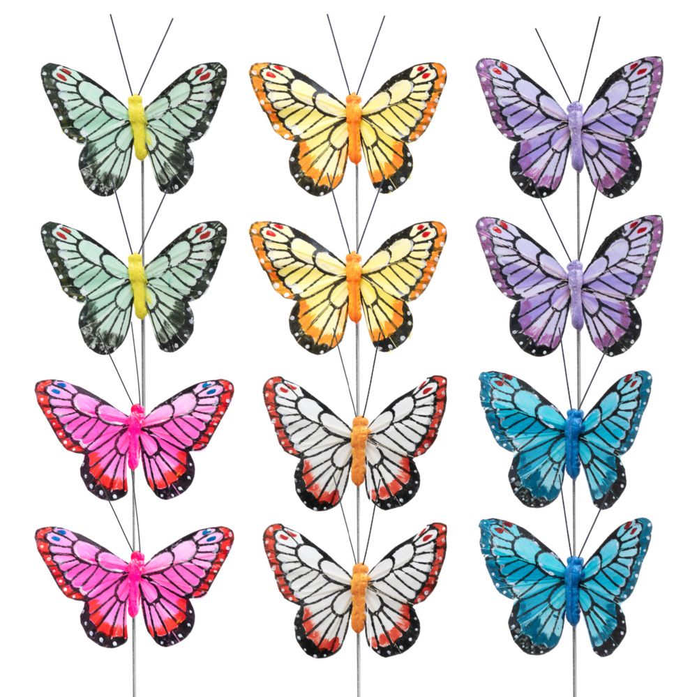 10 pieces Feather Butterfly 3" 12pc/box - Assorted - Hanging ...