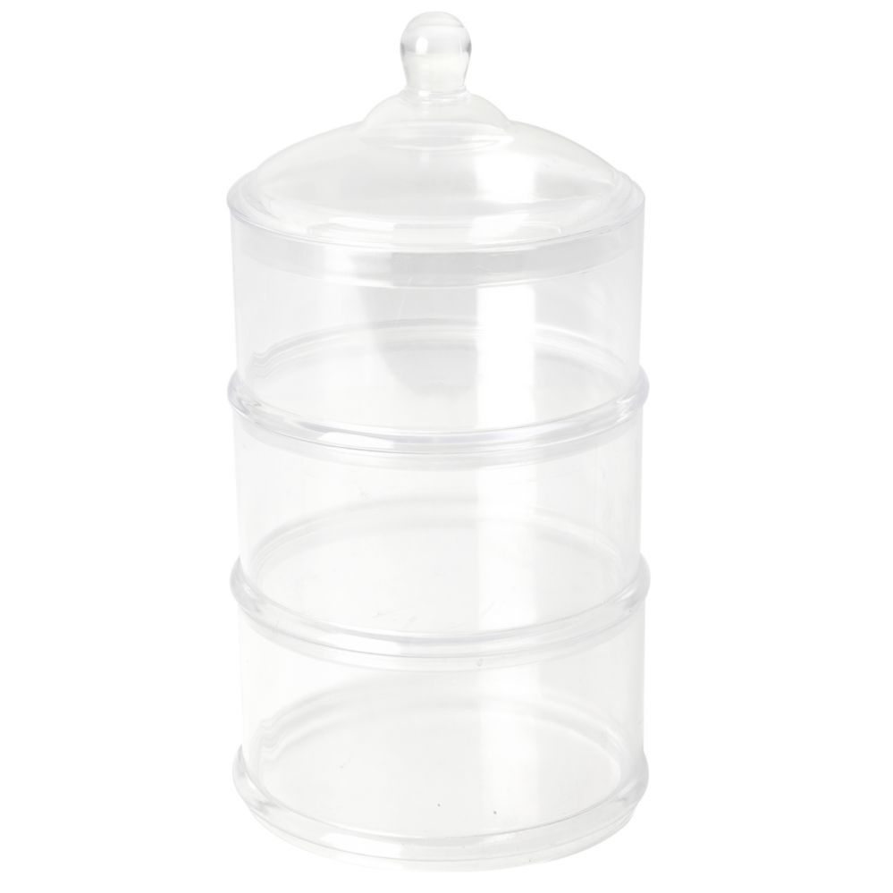 4 pieces Plastic Stackable 3 Layer Candy Jar With Lid - Food Storage ...