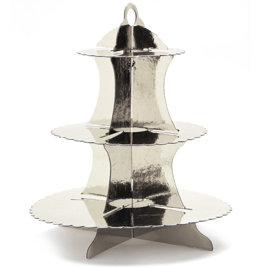 Scalloped Edge 3 Tier Treat Stand - Silver