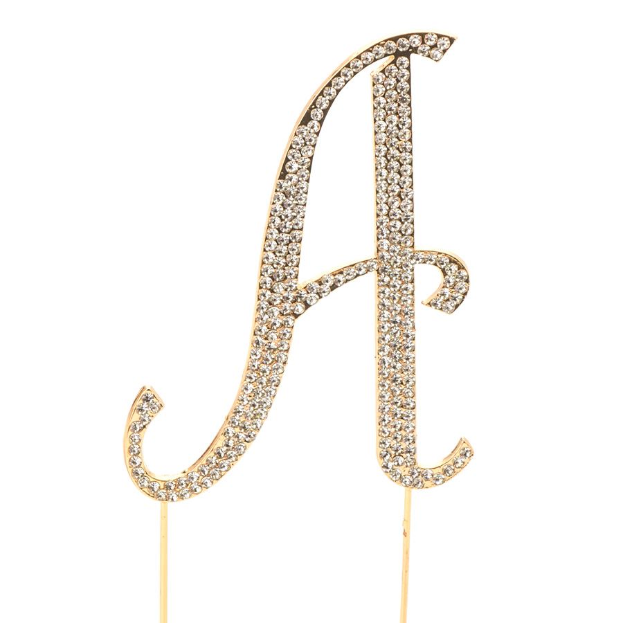 Wholesale Rhinestone Cake Topper - A - Gold - Wholesale Sock Deals