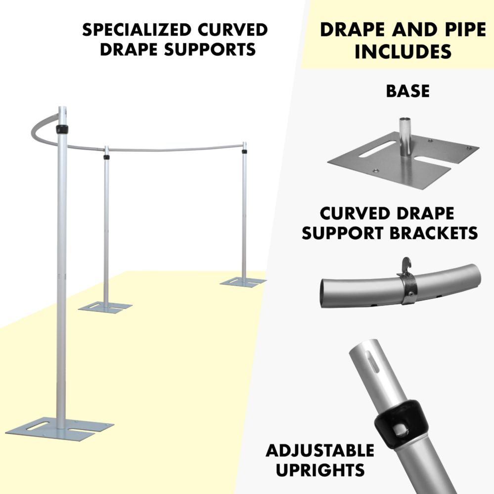 Adjustable Curved Drape Kit 10ft X 10ft - Party Accessory Sets - at ...