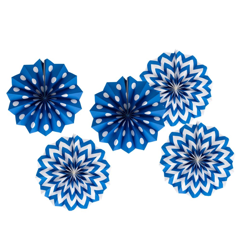 36 pieces Hanging Paper Fan 5pc Set - Royal Blue - Hanging Decorations ...