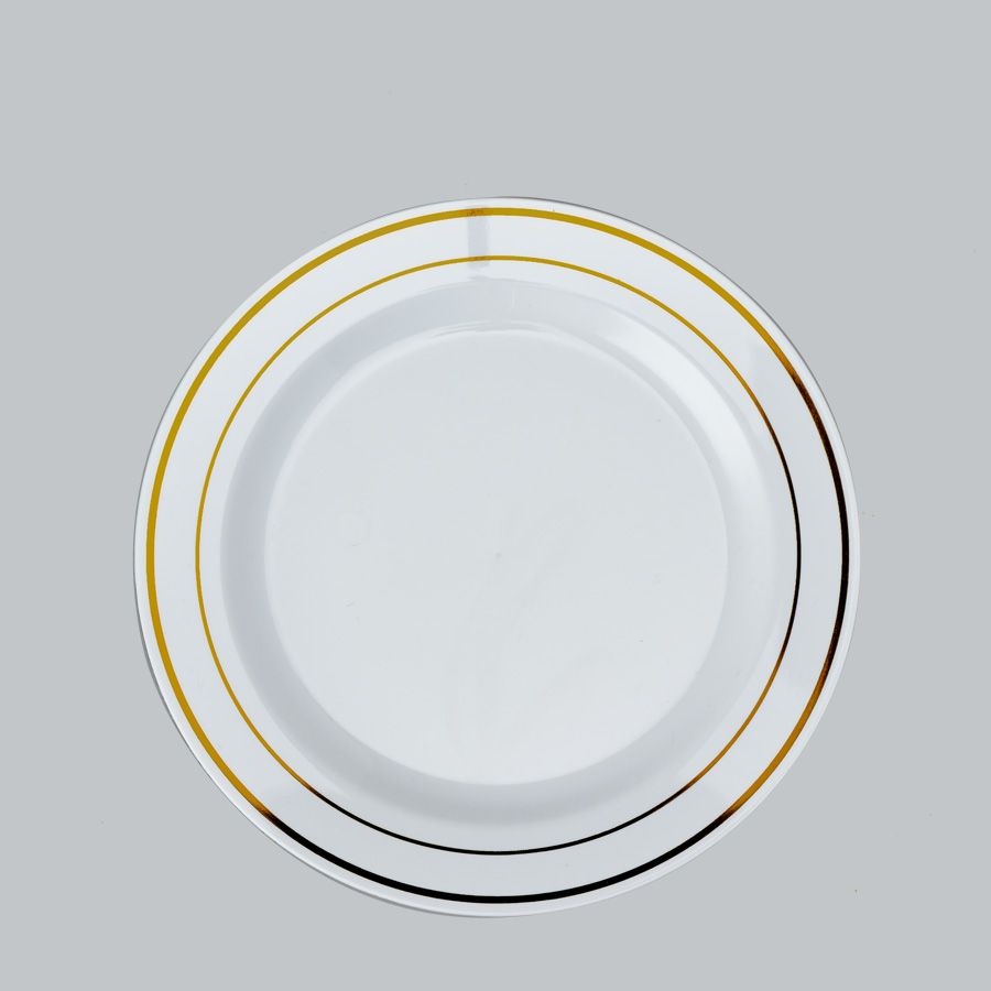 30 pieces Disposable Deluxe Plate With Hot Stamping Ring 7 inch - Gold ...
