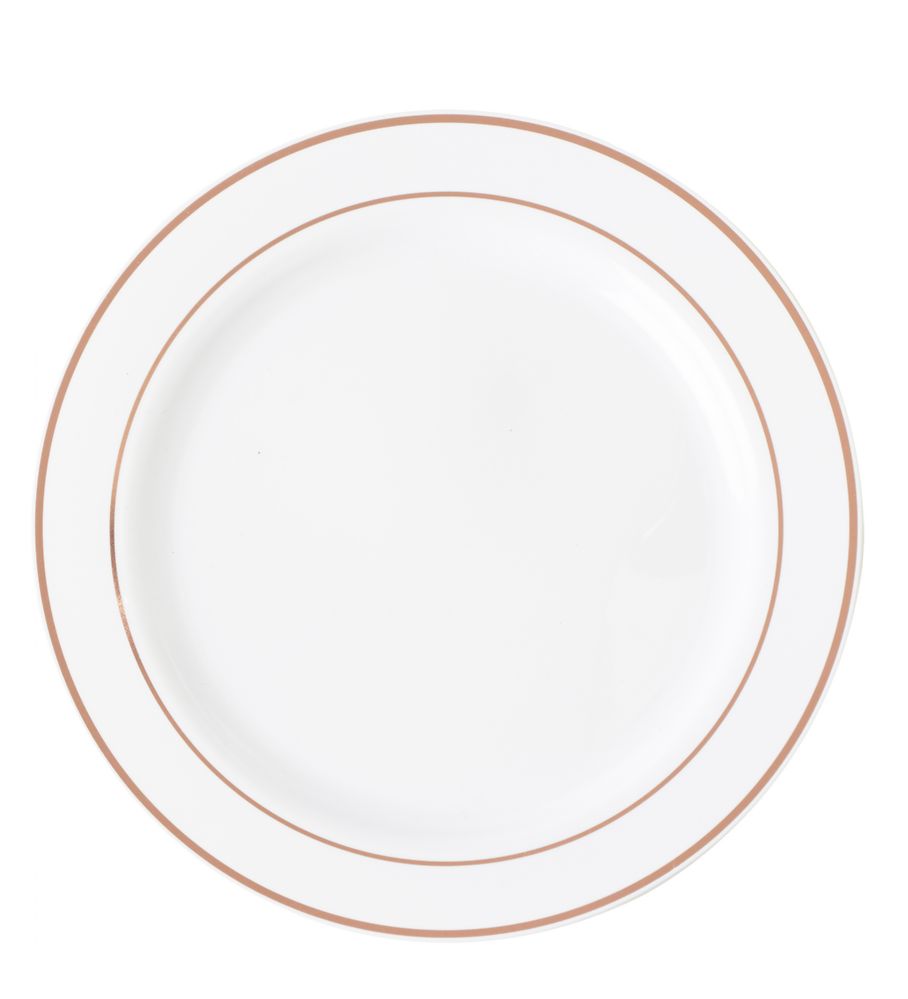 15 pieces Disposable Deluxe Plate With Rose Gold Hot Stamping Ring 10 ...