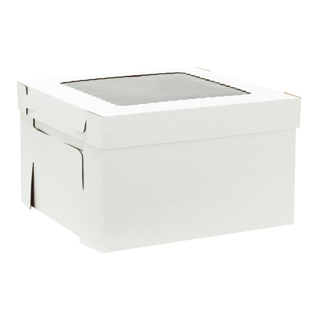Corrugated 2-Piece Bakery Box With Window Lid 18 inch 25pc/pack - White ...