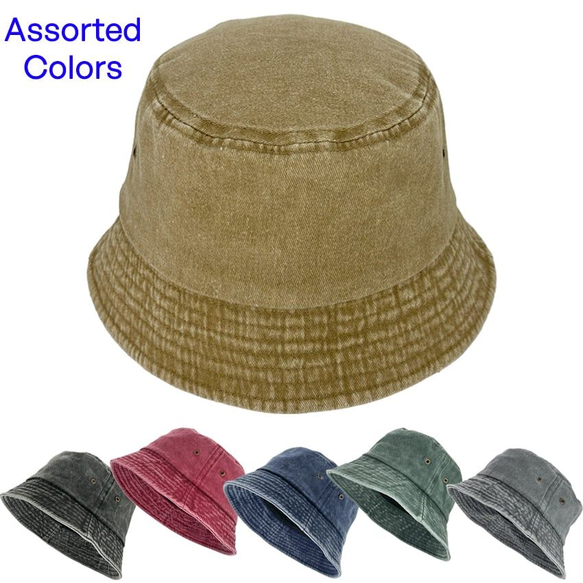 24 Pieces Blank Vintage Bucket Hats For Summer - Cotton Hats - Bucket ...