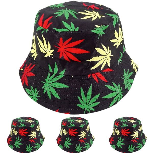 24 pieces Rasta Colored Marijuana Print Bucket Hat - Bucket Hats - at ...