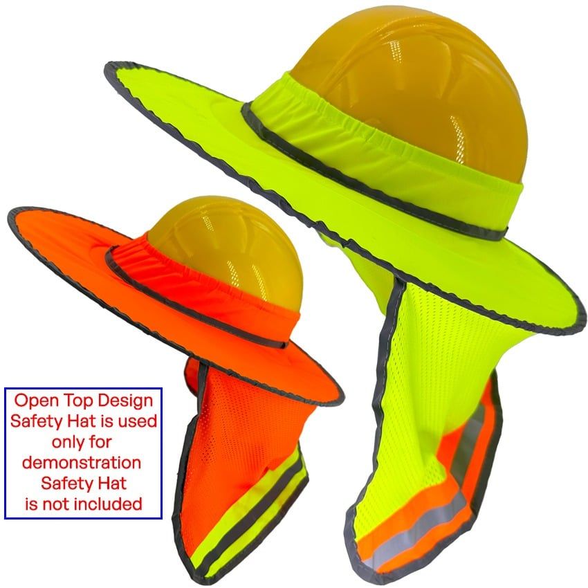 24 pieces Open Top Neon Sunshield Hats With Reflective Neck Flap For ...