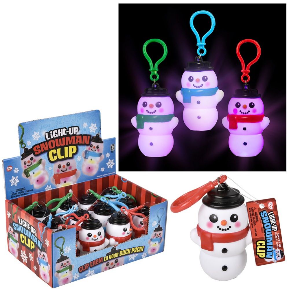 144 pieces 3 inch LighT-Up Snowman Assorted Clip on - Light Up Toys ...