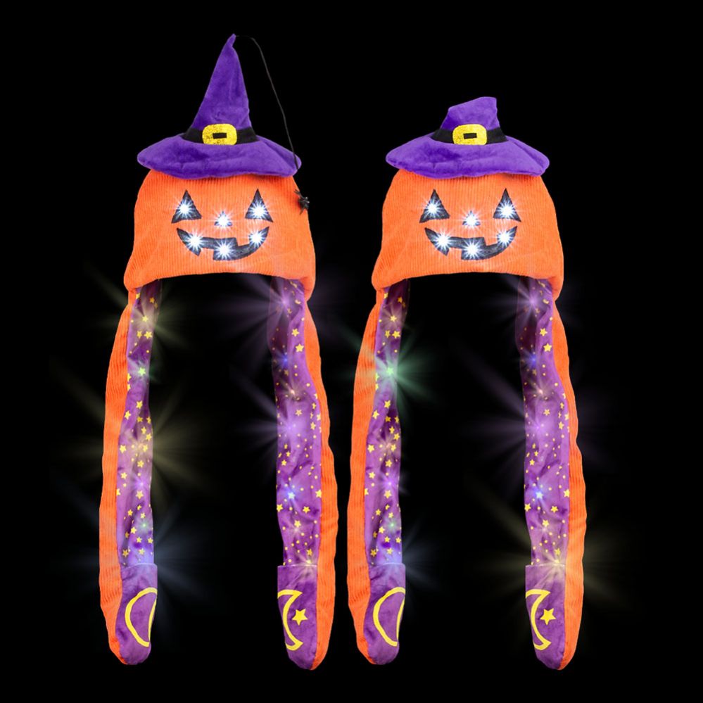 Halloween Jack O Lantern Witch Popping Ear LighT-Up Hat - SB