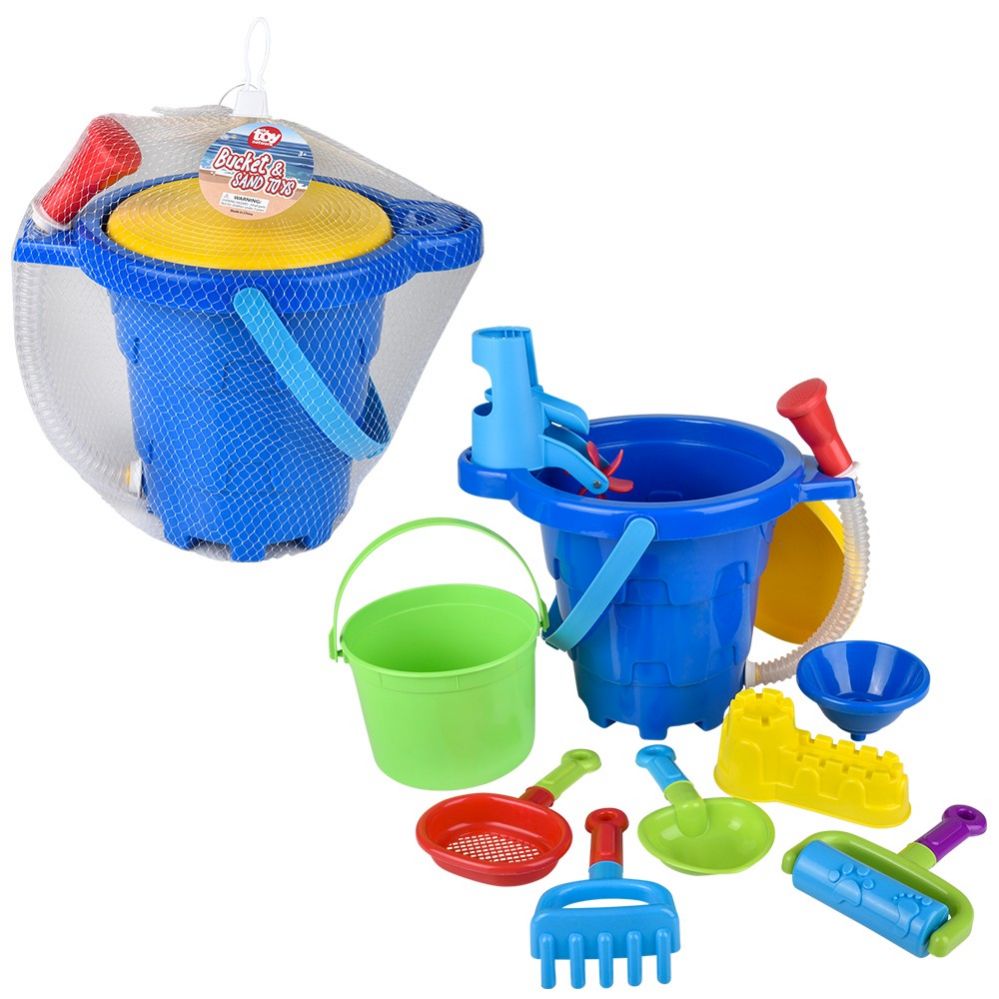 4 pieces Large Bucket With 9pc Sand Toys - Beach Toys - at ...